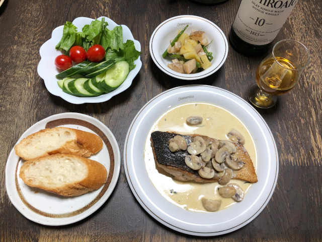 秋鮭到着♪ とクリームソテー: ぜんまいにもん